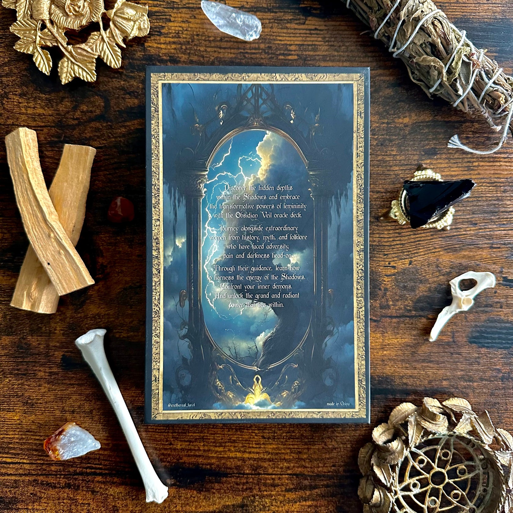 Obsidian Veil Oracle Deck | Divine Feminine Shadow Work Tool | Erethereal